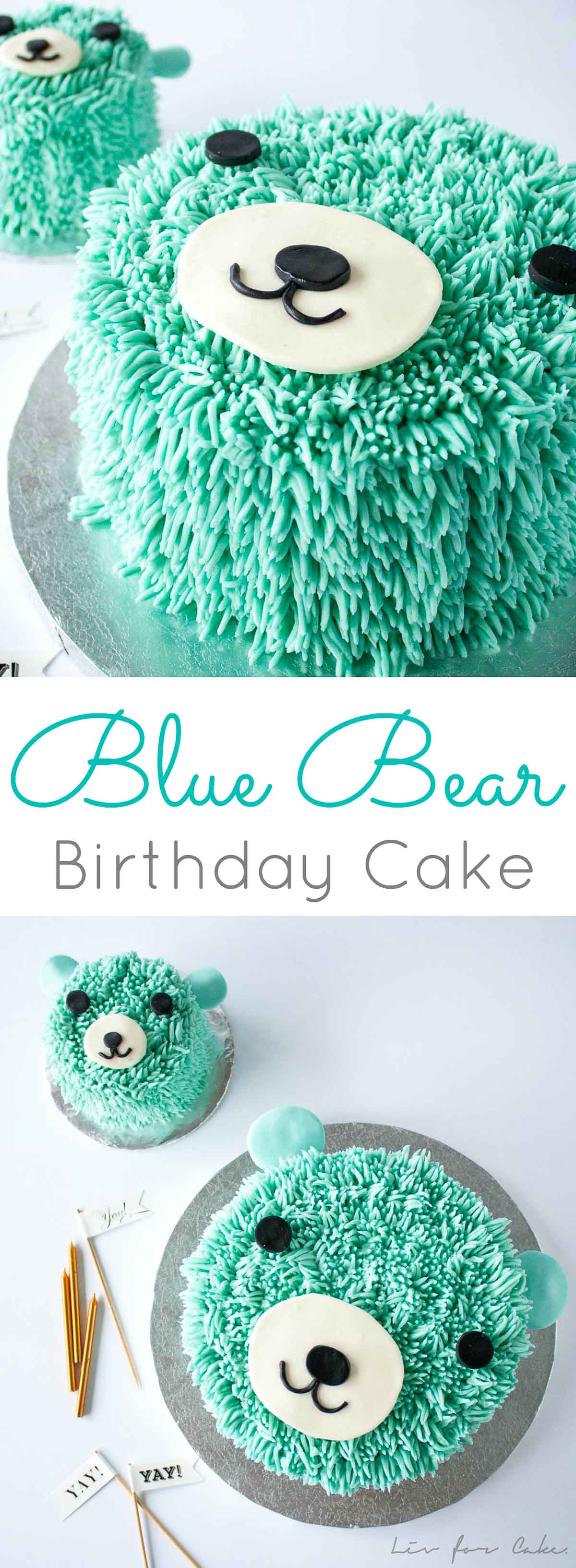 Blue Bear Birthday Cake - Liv for Cake