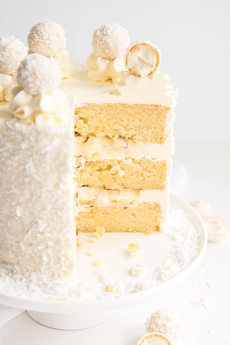 Raffaello Cake (Coconut Almond Cake) - Liv for Cake